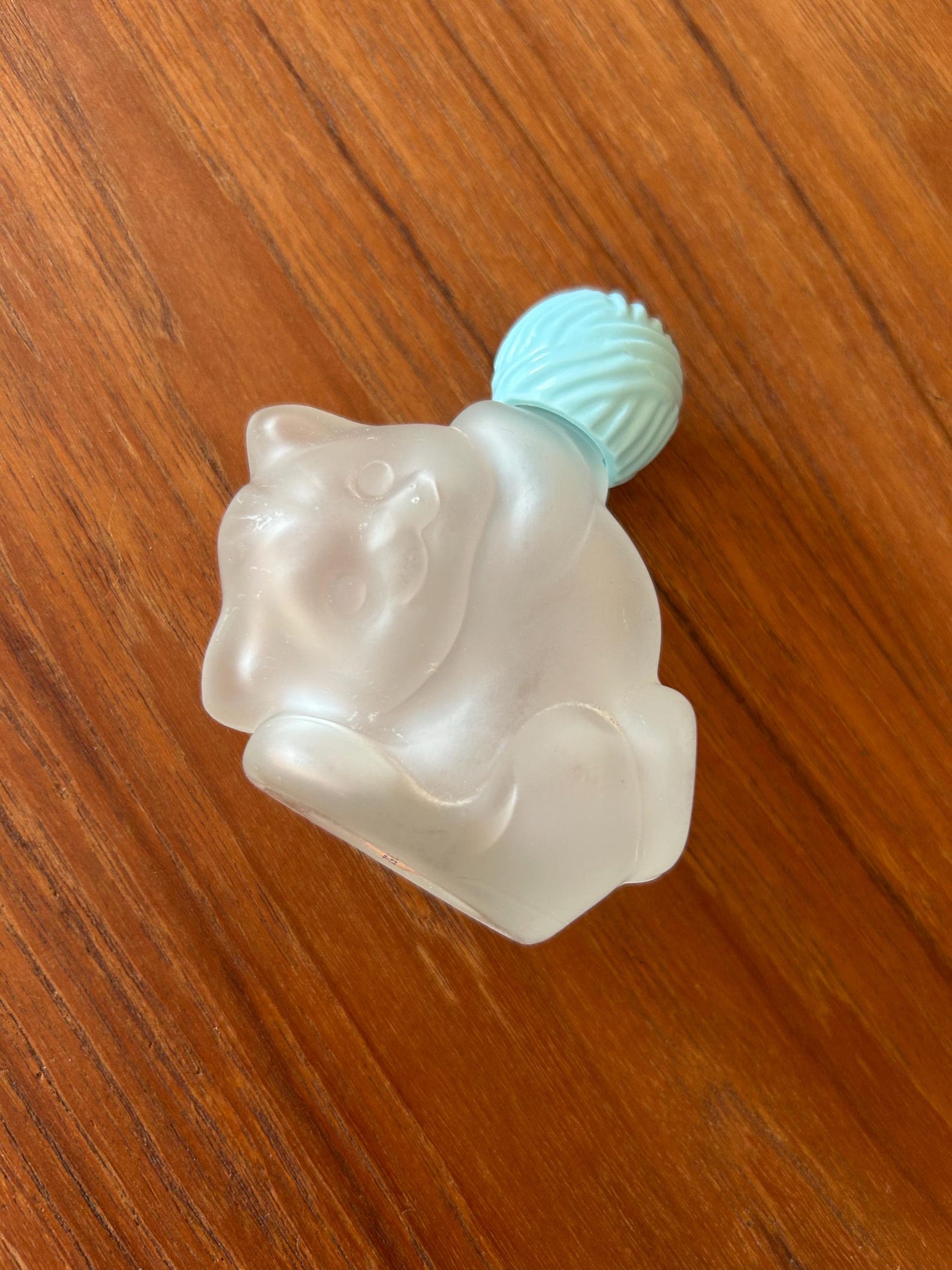 Vintage Avon Frosted Glass Cologne Bottle of a Kitten Playing With Blue ...