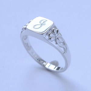 Irish Signet Ring, Shamrock Signet Ring, Irish Silver Monogram Ring ...