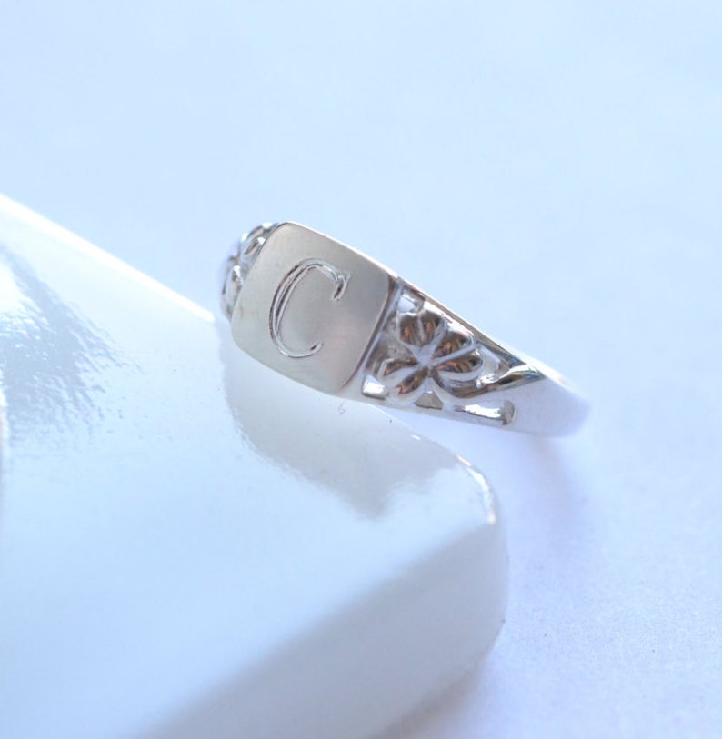 Irish Signet Ring Shamrock Signet Ring Irish Silver Monogram - Etsy