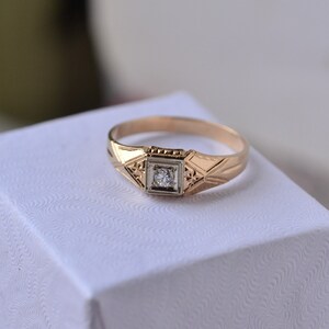 Art Deco Diamond Ring Yellow Gold Antique Engagement Diamond | Etsy