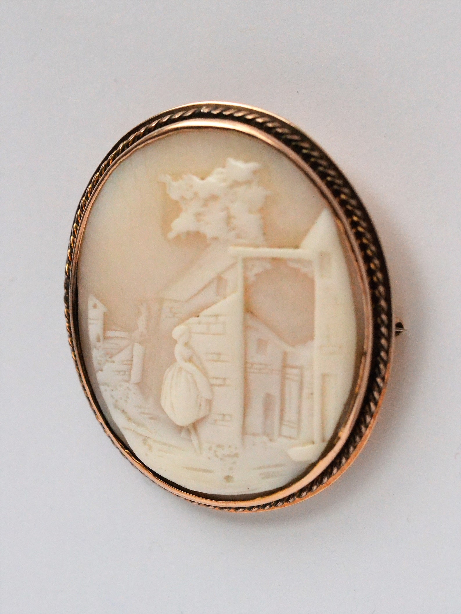 Victorian Rachel at the Well Cameo Brooch, 10kt Gold Shell Pin - Etsy