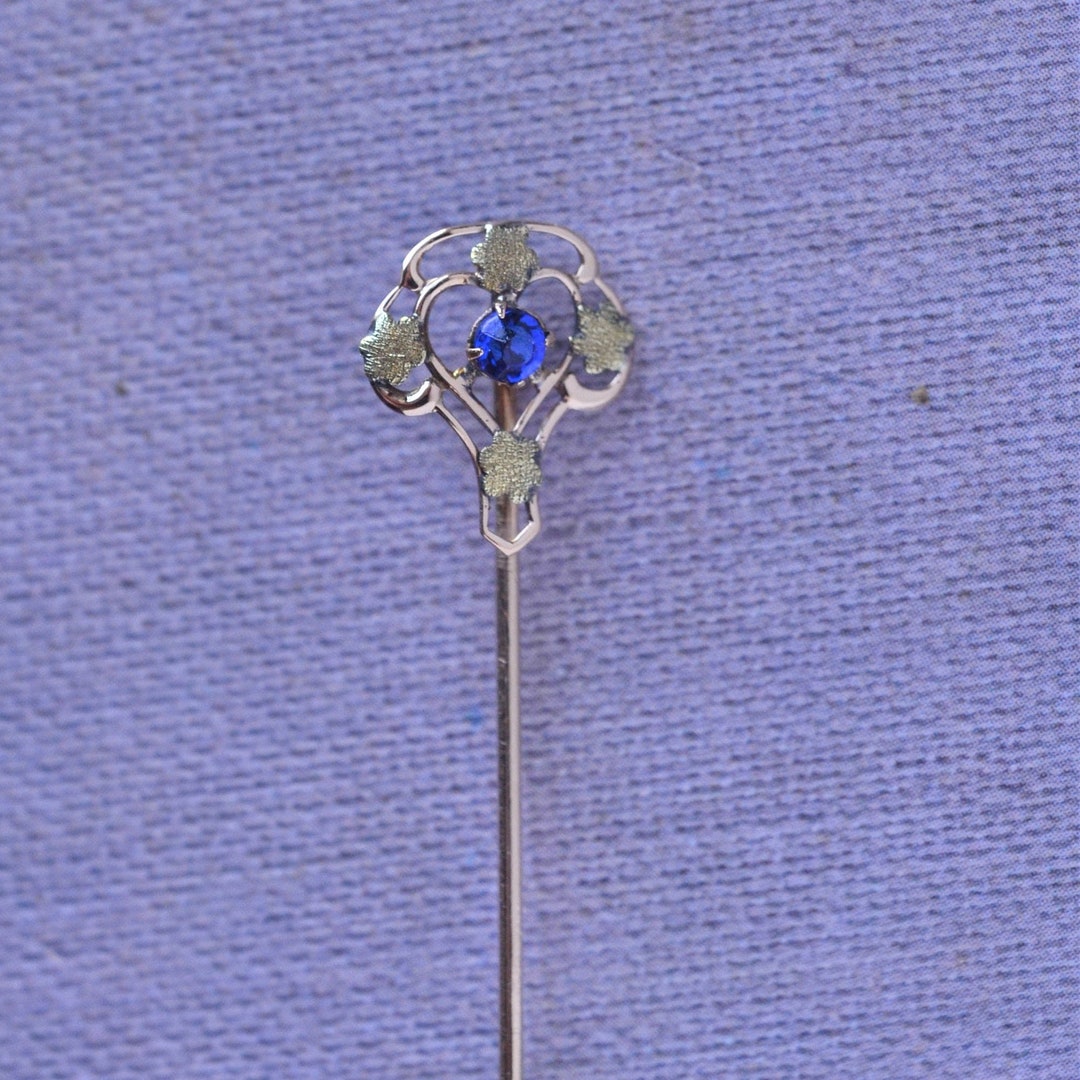 Vintage Deco Gold Stick Pin, Bi Colored Gold Floral Cravat Pin, Lapel ...