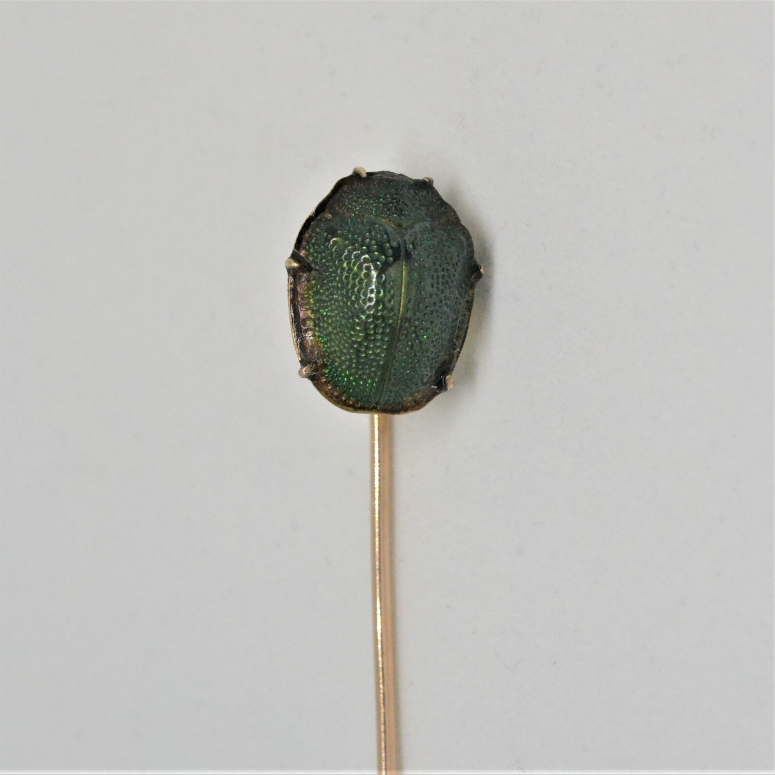 Victorian Beetle Shell Stick Pin: 14kt Gold Scarab Lapel Pin - Etsy