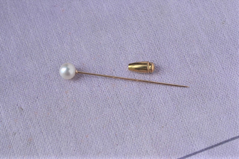 Vintage Gold Pearl Stick Pin, Round Pearl Pin, - Etsy