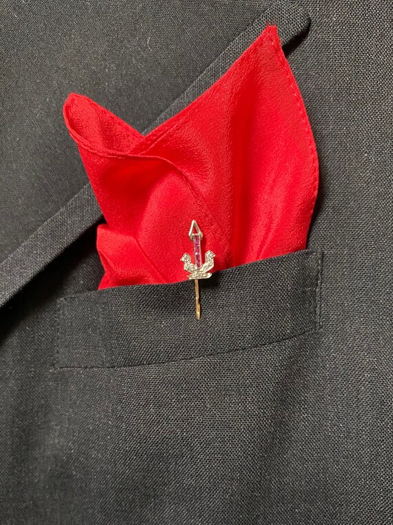 Candle stick lapel pin, ruby stickpin, Art deco pin, - Gem