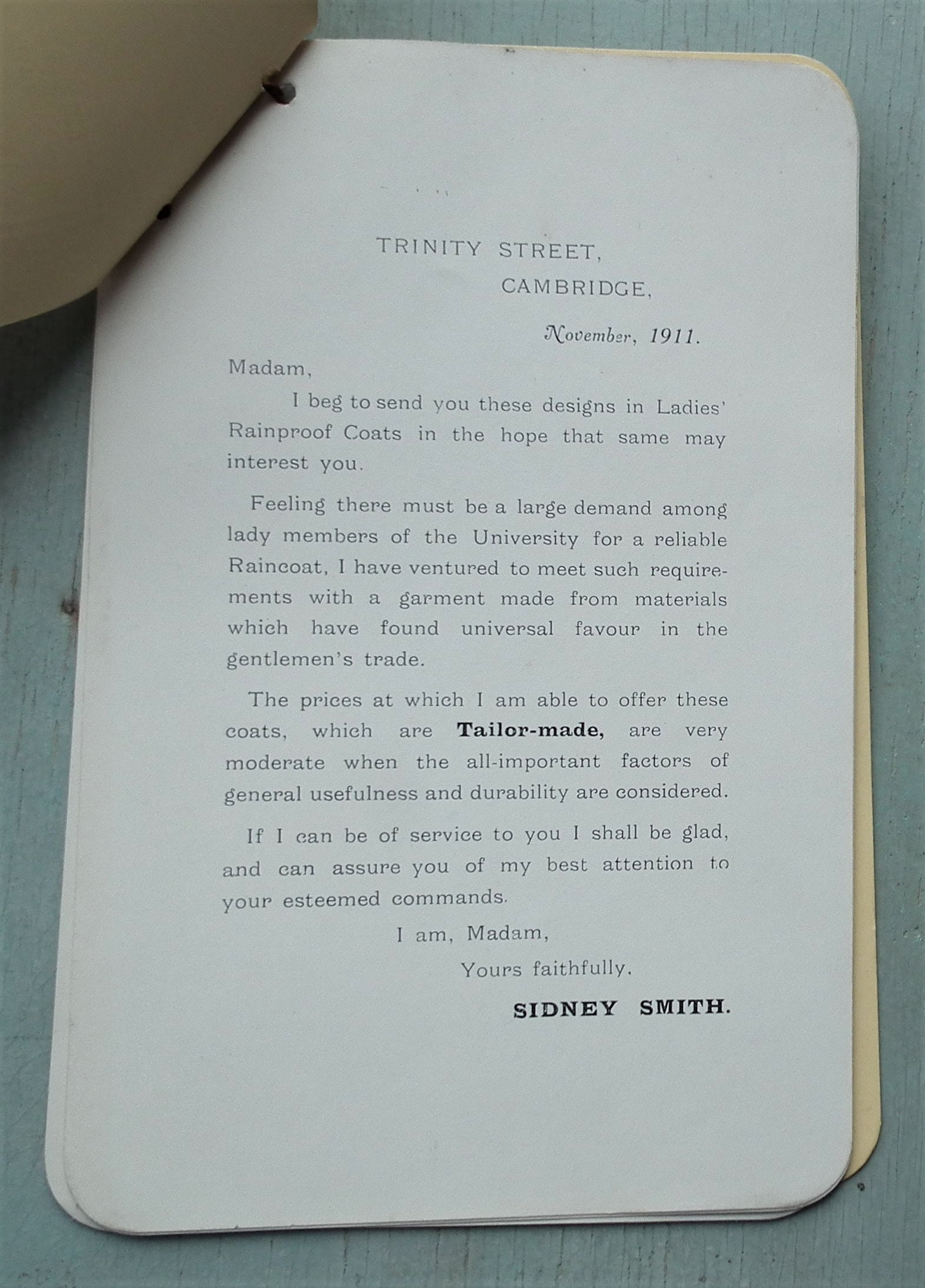 Antique Tailoring Brochure Shop Catalogue Sidney Smith Tailor and ...