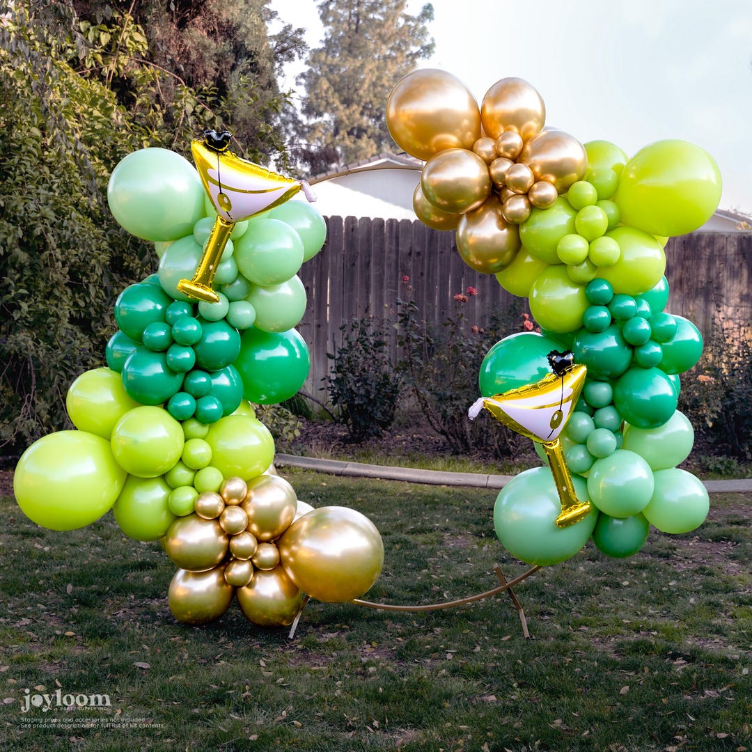 Matcha & Martinis Balloon Garland Arch | Green Rainbow Bachelorette ...