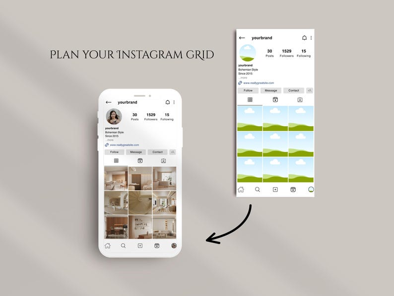 Social Media Preview Instagram Grid Layout Mockup Template Pinterest ...
