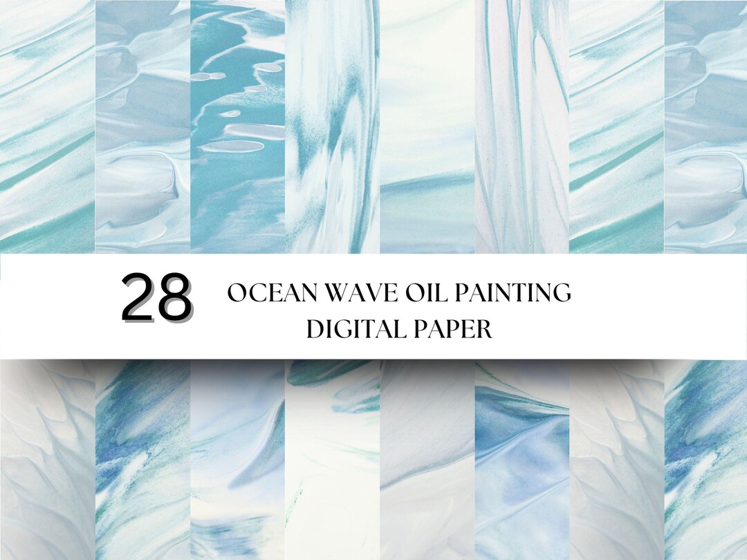 Ocean Waves Digital Paper | Marine Scrapbook Backgrounds | Beach ...