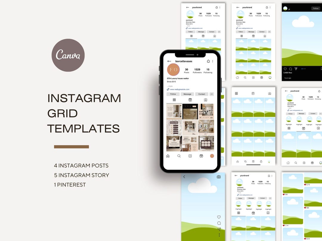 Social Media Preview Instagram Grid Layout Mockup Template Pinterest ...