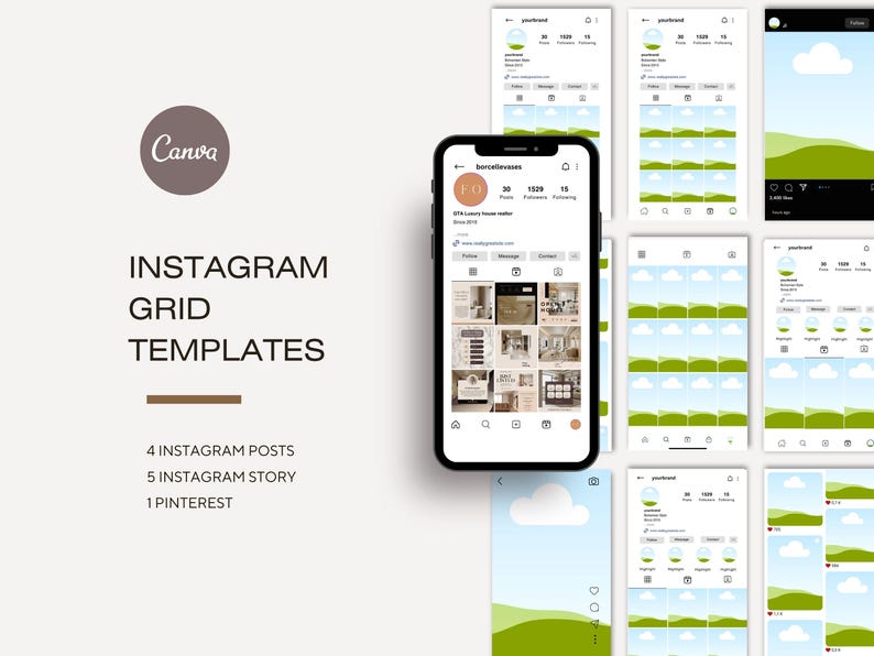 Social Media Preview Instagram Grid Layout Mockup Template Pinterest ...