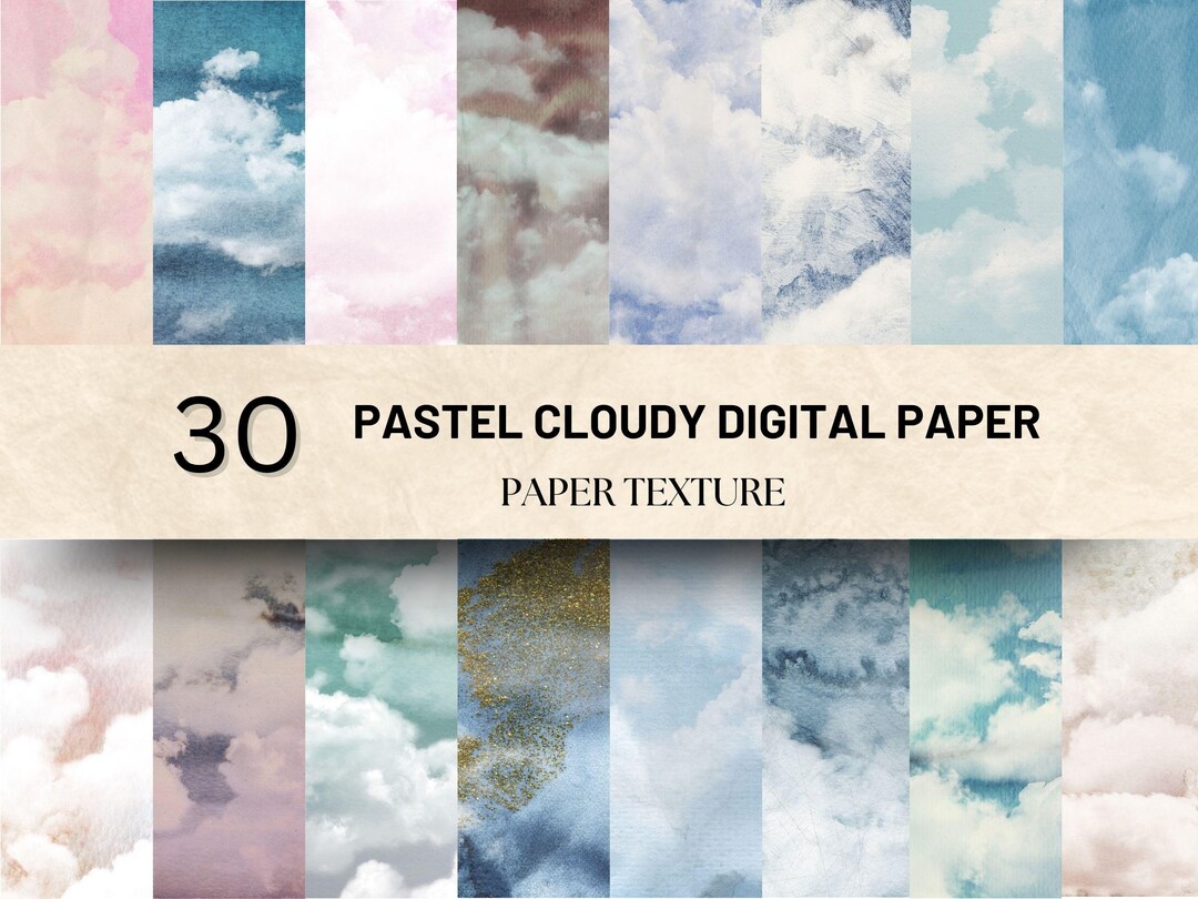 30 Pastel Cloud Digital Paper Dreamy Blue Sky Pattern Seamless ...