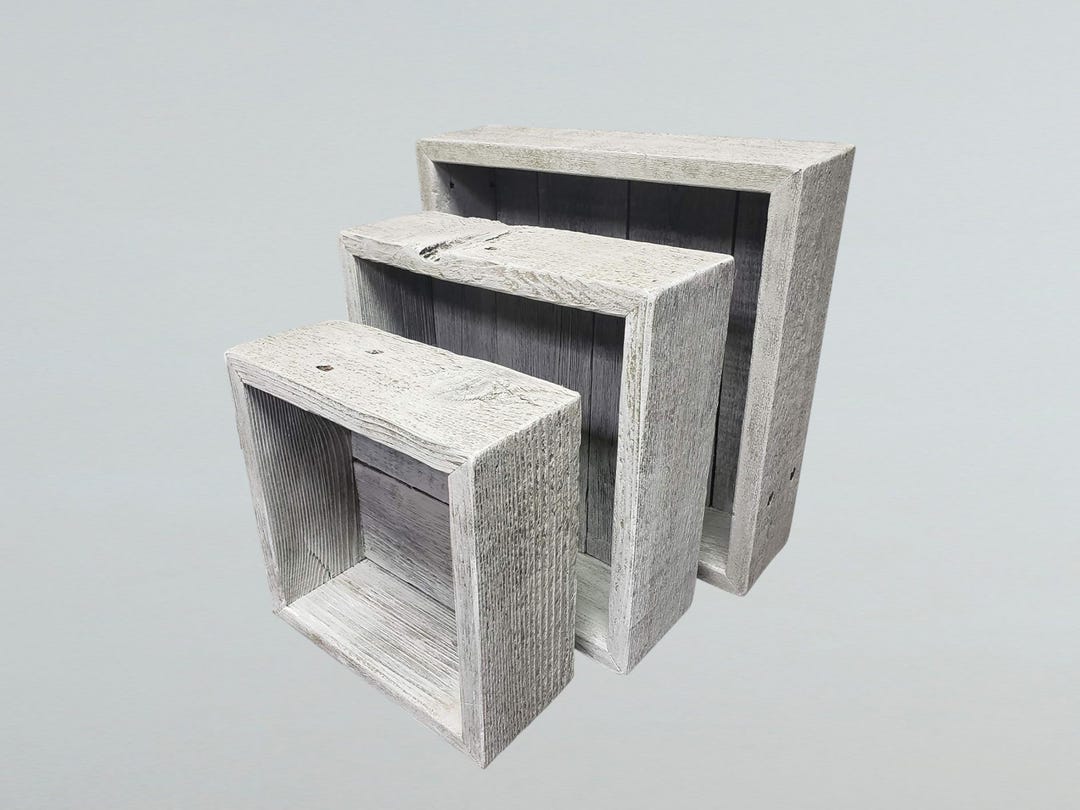 Rustic Wood Shadow Box Floating Shelves With Reclaimed Barn Wood ...