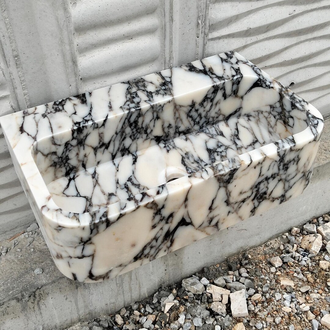 Luxurious Calacatta Viola Marble Sink – Elegant Natural Stone Bathroom ...