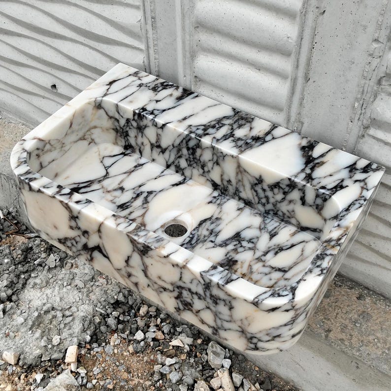 Luxurious Calacatta Viola Marble Sink – Elegant Natural Stone Bathroom ...