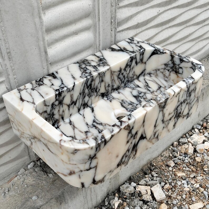 Luxurious Calacatta Viola Marble Sink – Elegant Natural Stone Bathroom ...
