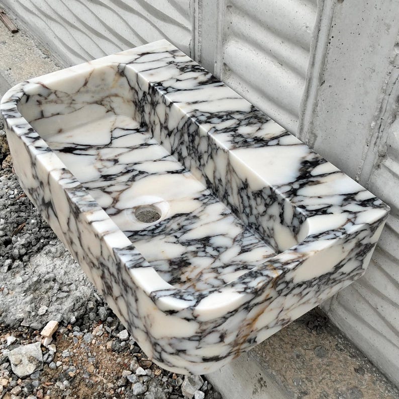Luxurious Calacatta Viola Marble Sink – Elegant Natural Stone Bathroom ...