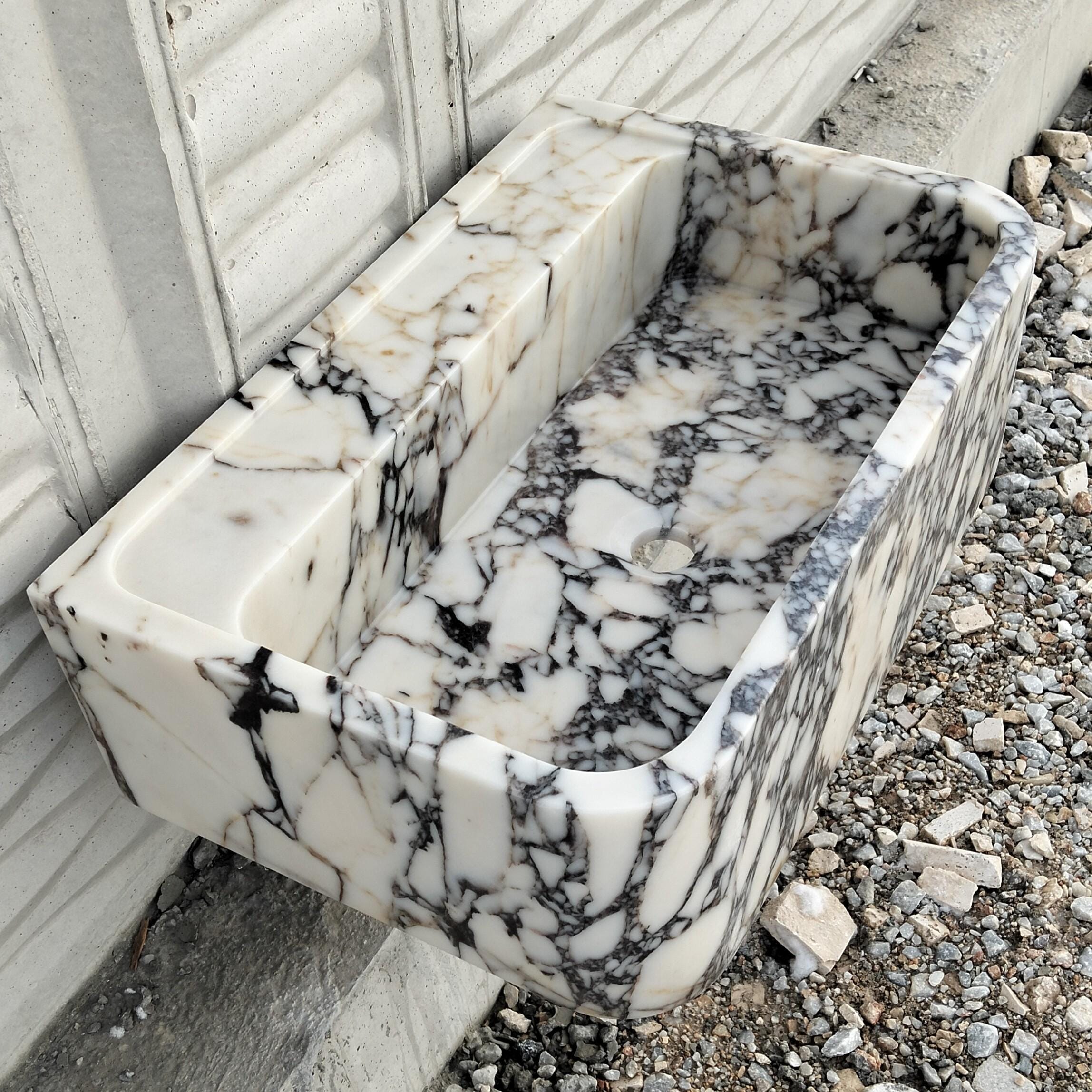 Calacatta Viola Marble Wall Sink, Custom Floating Vanity - Etsy