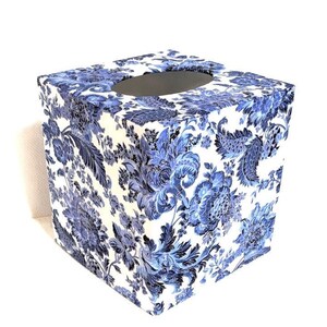 Blue and White Floral Square Tissue Box Cover - Etsy