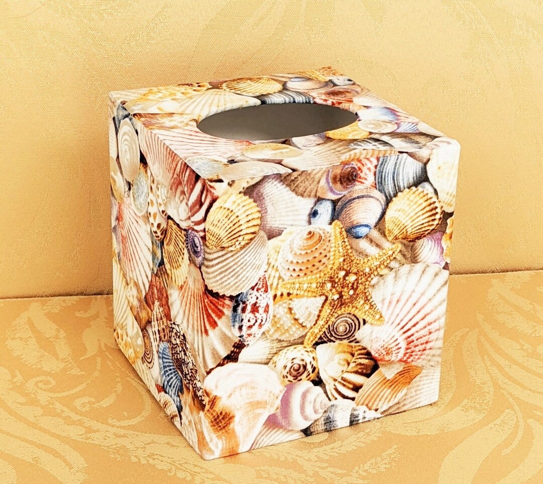 Seashells Beach Decor Square Tissue Box Cover - Etsy