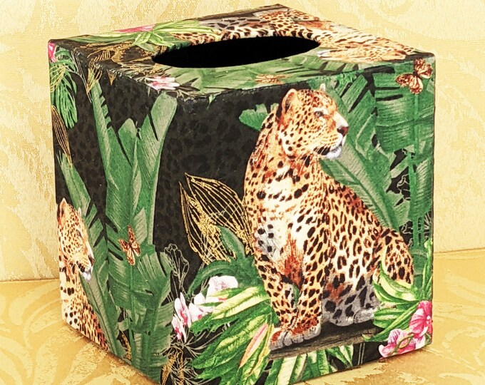 Leopard Tropical Jungle Tissue Box Cover - Etsy