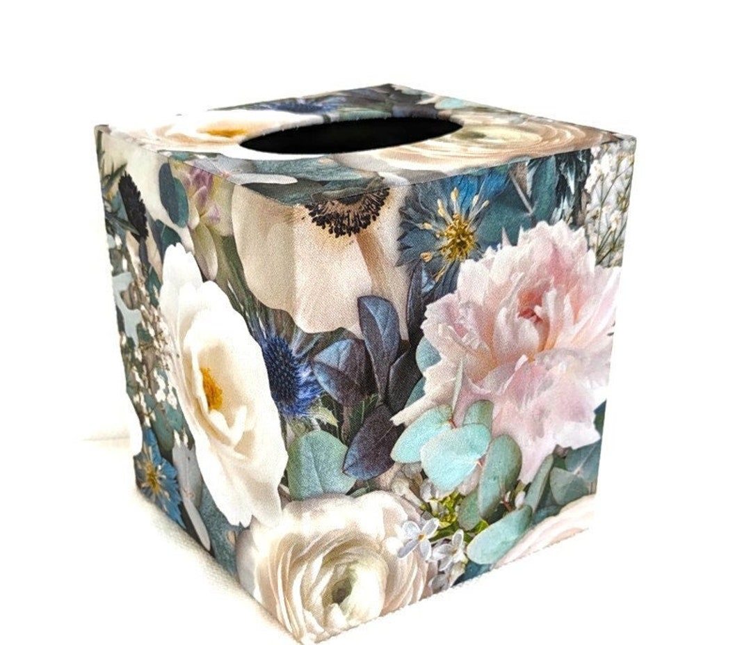 Large Floral Blooms Square Tissue Box Cover - Etsy