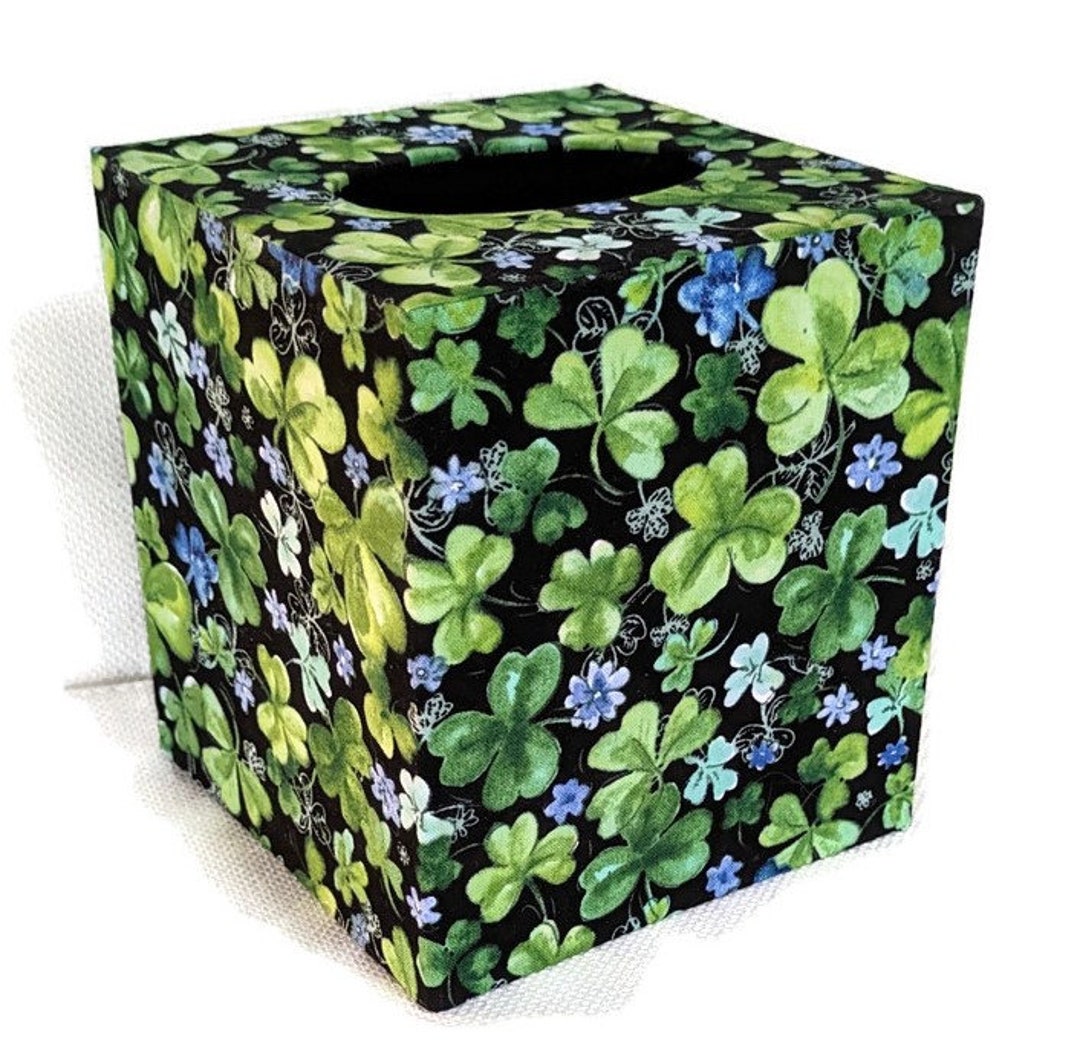 St. Patrick's Day Shamrock Square Tissue Box Cover - Etsy