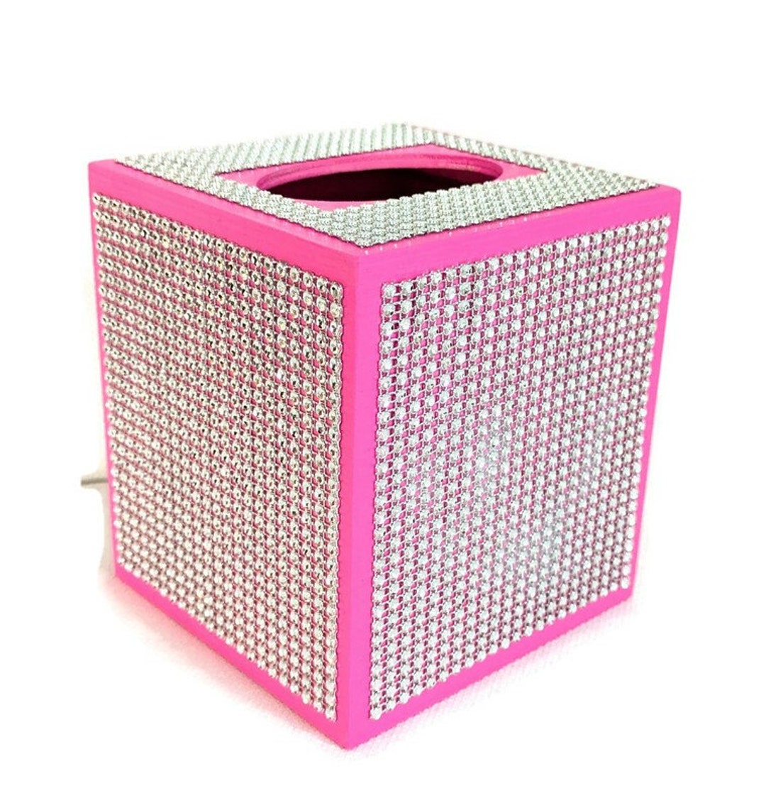 Blinged Hot Pink Wood Square Tissue Box Cover - Etsy