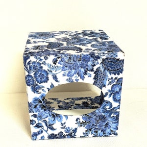 Blue and White Floral Square Tissue Box Cover - Etsy