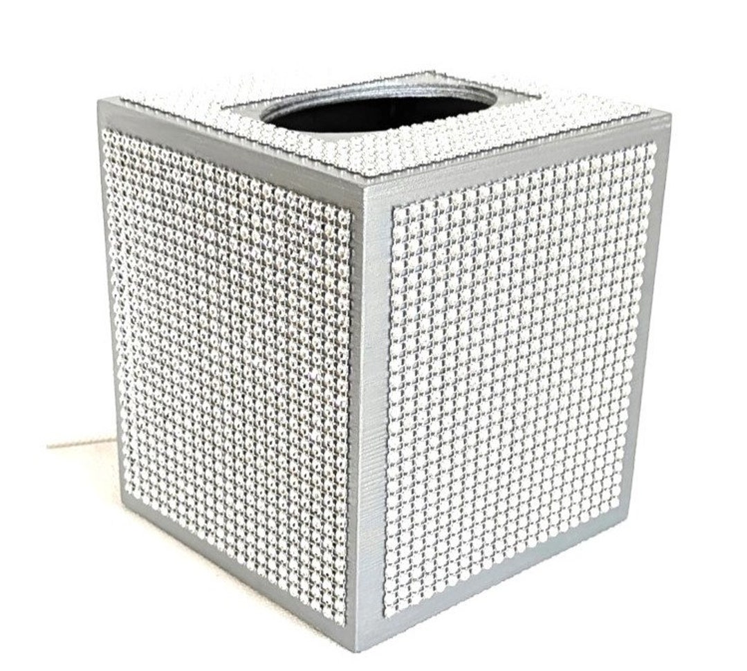 Blinged Silver Wood Square Tissue Box Cover - Etsy