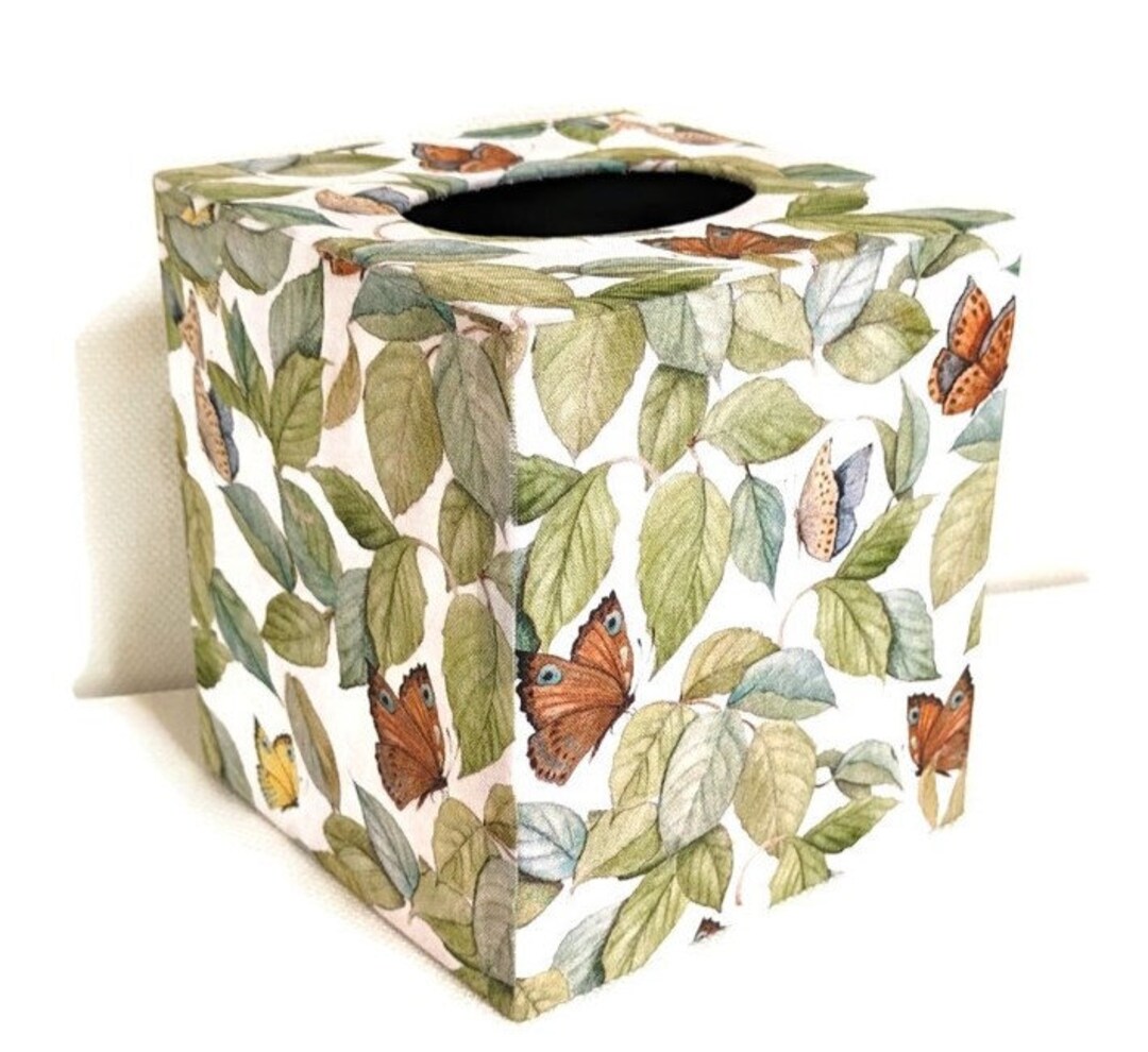 Butterflies and Leaves Square Tissue Box Cover - Etsy