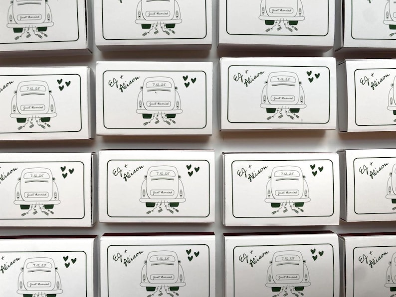 Custom Just Married Car Matchboxes – Wedding Favors With Cans ...