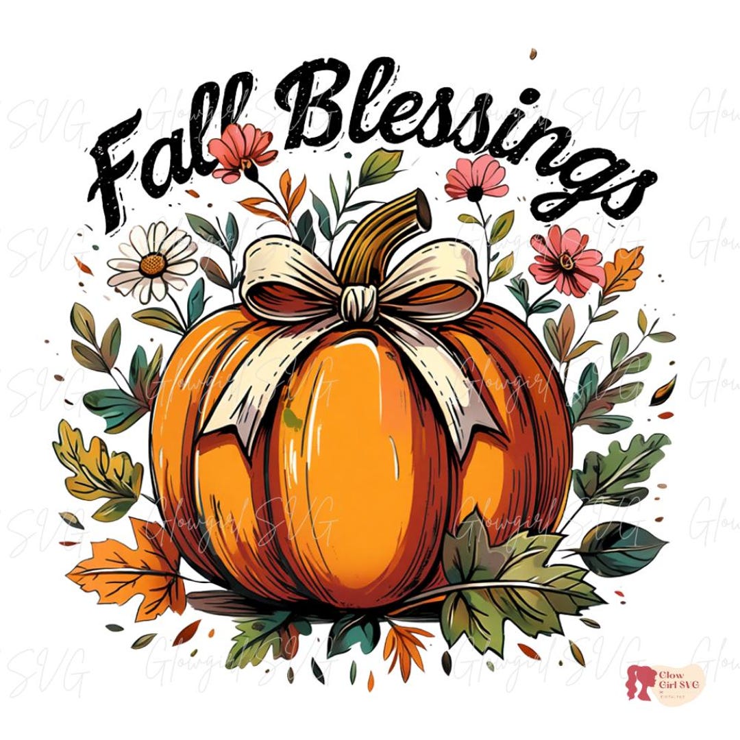 Fall Blessings Pumpkin SVG: Floral Autumn Design (digital Download) - Etsy