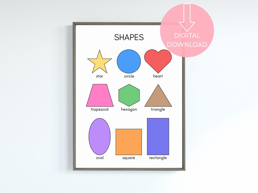 Shapes in Bright Colors Poster for Kids – Printable Educational Wall ...