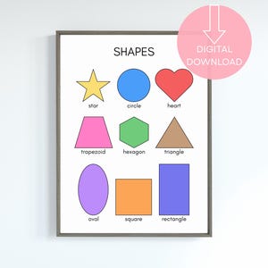 Shapes in Bright Colors Poster for Kids – Printable Educational Wall ...