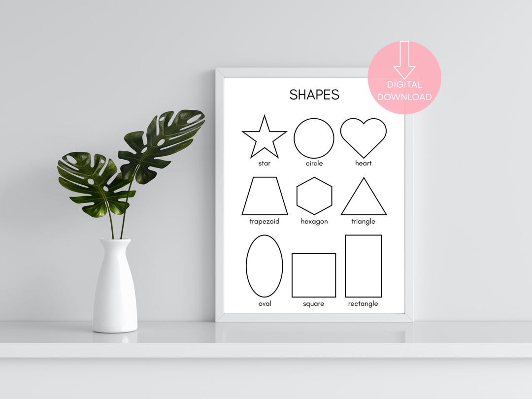 Printable Shapes Coloring Poster | DIY Kids Activity | Educational Wall ...