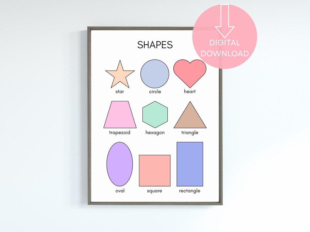 Pastel Shapes Poster for Kids – Printable Educational Wall Art – Learn ...