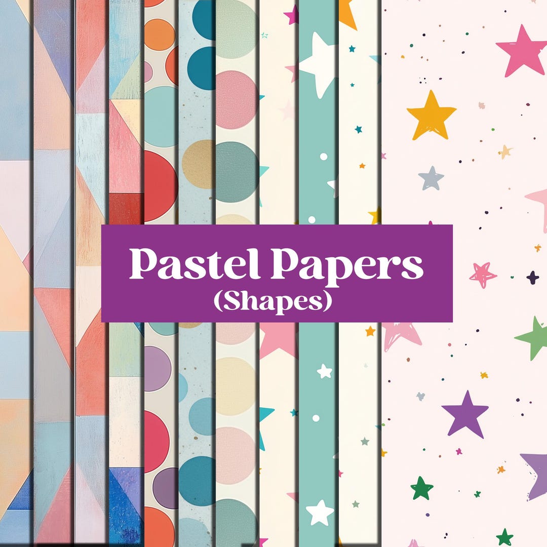 Pastels Shapes Digital Paper Pastel Colors Digital Paper Pack 16 Papers ...