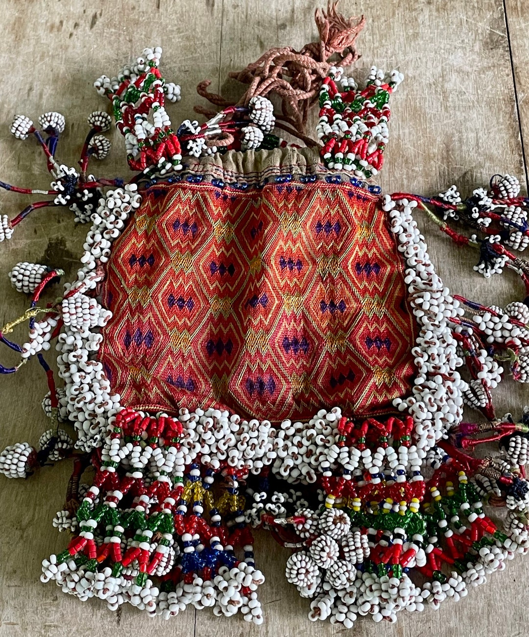 Vintage Colorful Pashtun Afghan Kuchi Multi Seed Beaded Medicine Pouch ...