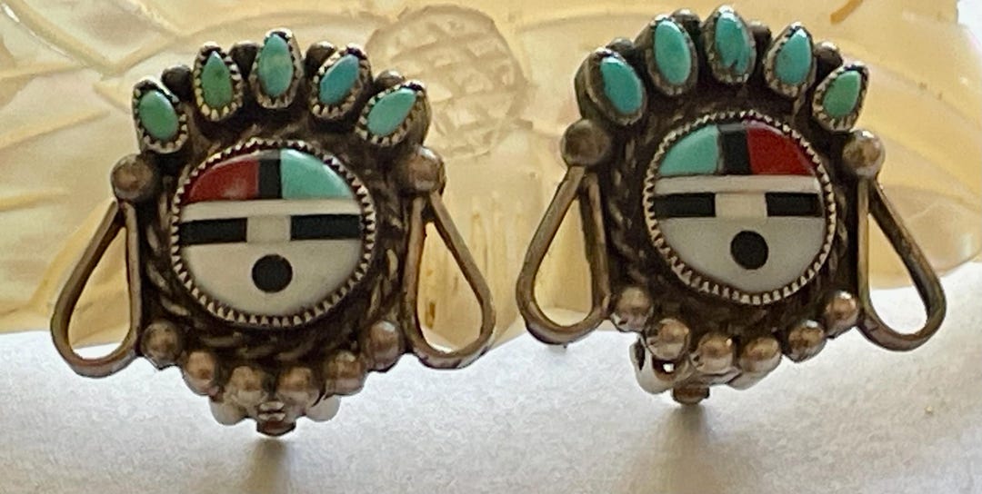 Vintage Zuni Roger Cellicion Native American Onyx Turquoise Mother of ...