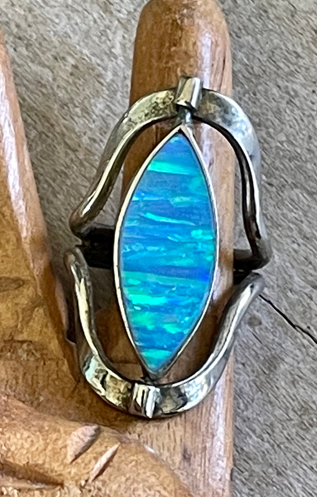 RESERVED FOR M Hand Made Sterling Silver Reversible Flip Stone Blue or Orange Gilson Fire ...