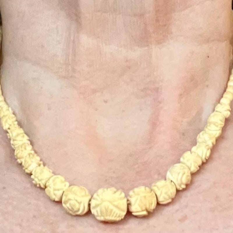 Bone Bead Necklace Rose - Etsy