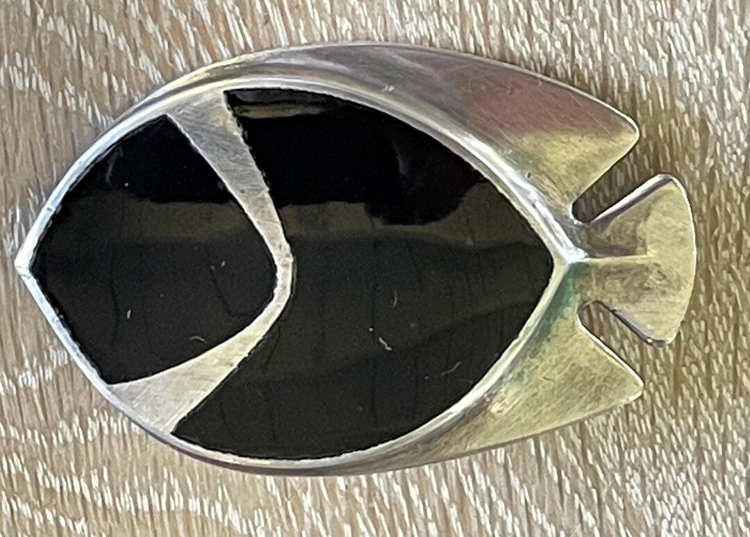 Vintage Sterling Modernist MCM Signed Meka Denmark Silver and Black ...