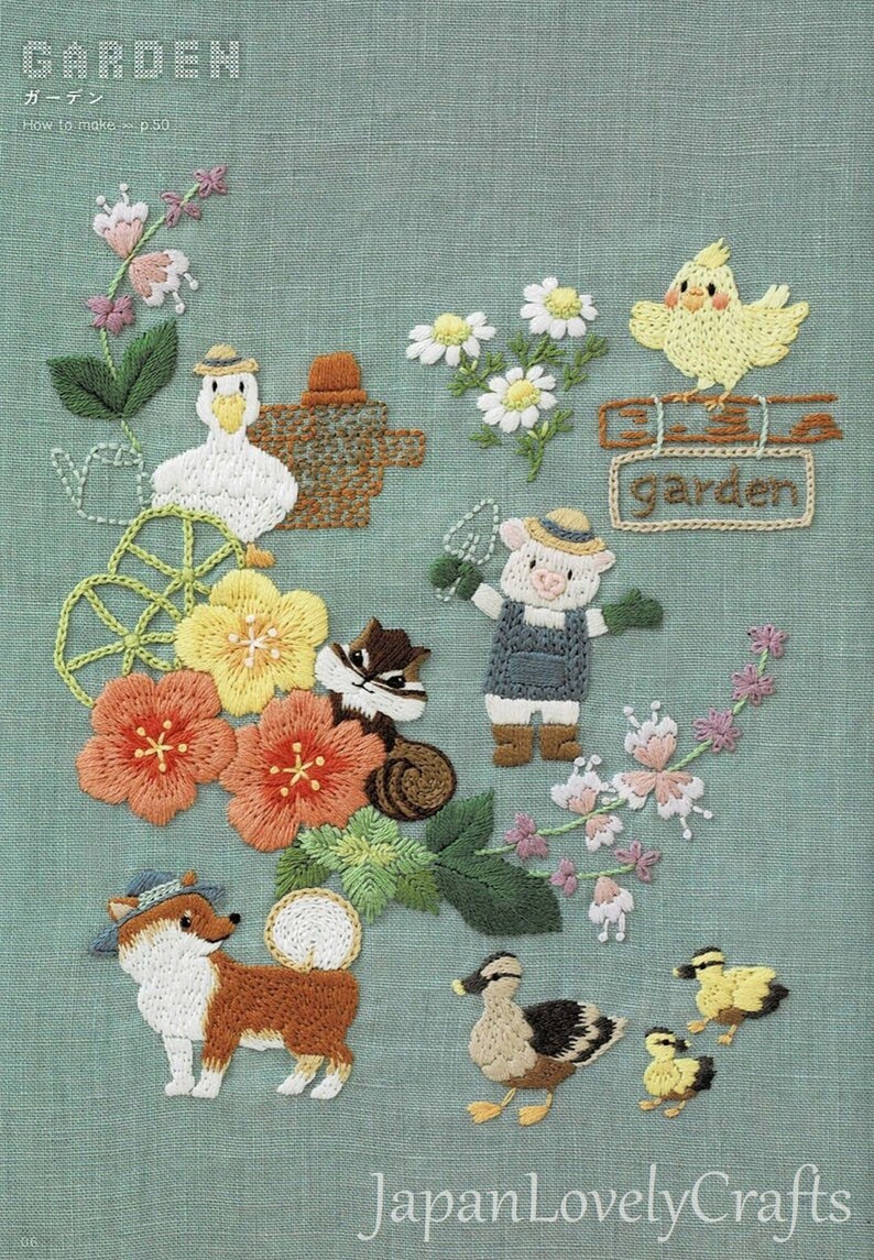 Cute animal embroidery patterns Japanese hand Embroidery | Etsy