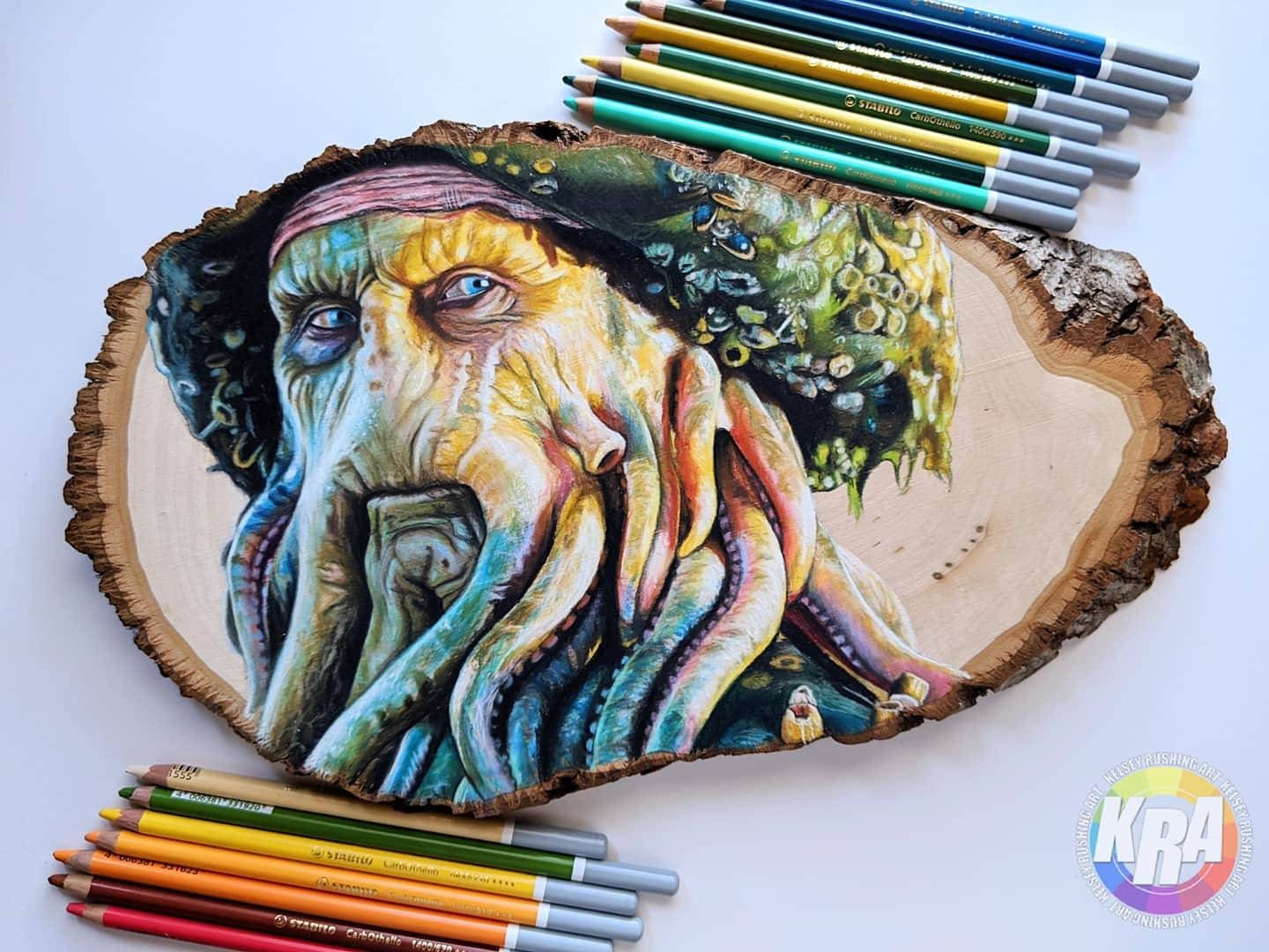 Davy Jones Original Drawing on Wood