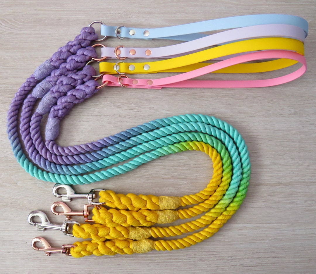Rope Lead With Biothane Handle, Waterproof Handle Dog Leash, Rope Leash ...