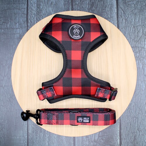 BUFFALO PLAID Adjustable Tartan Fall Harness Red Dog Harness Pet ...