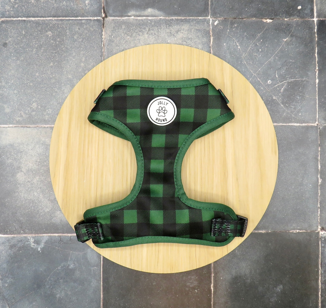 Lumberjack Green Dog Harness | Adjustable Dog Harness | Plaid - Etsy