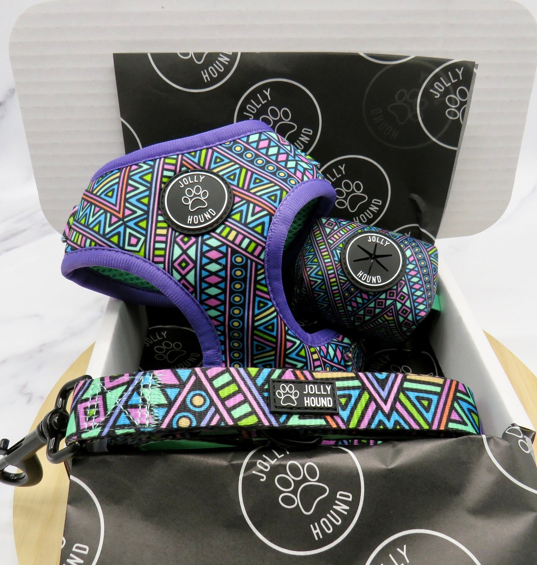 Bundle Set Dog Harness | Lead | Poop Bag Holder | Purple Dog Harness ...