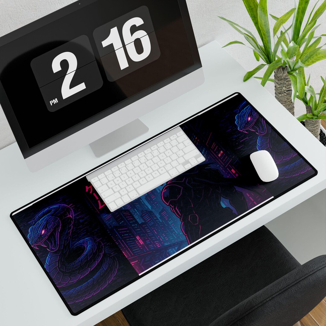 Stylish Gaming Desk Mat - Cyberpunk Snake Design, Desk Protector ...